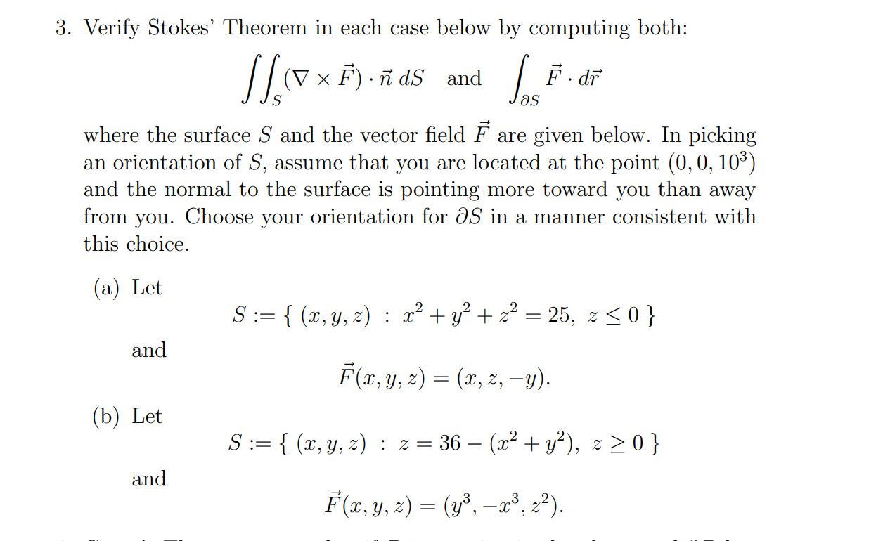 Solved Verify Stokes' Theorem in each case below by | Chegg.com