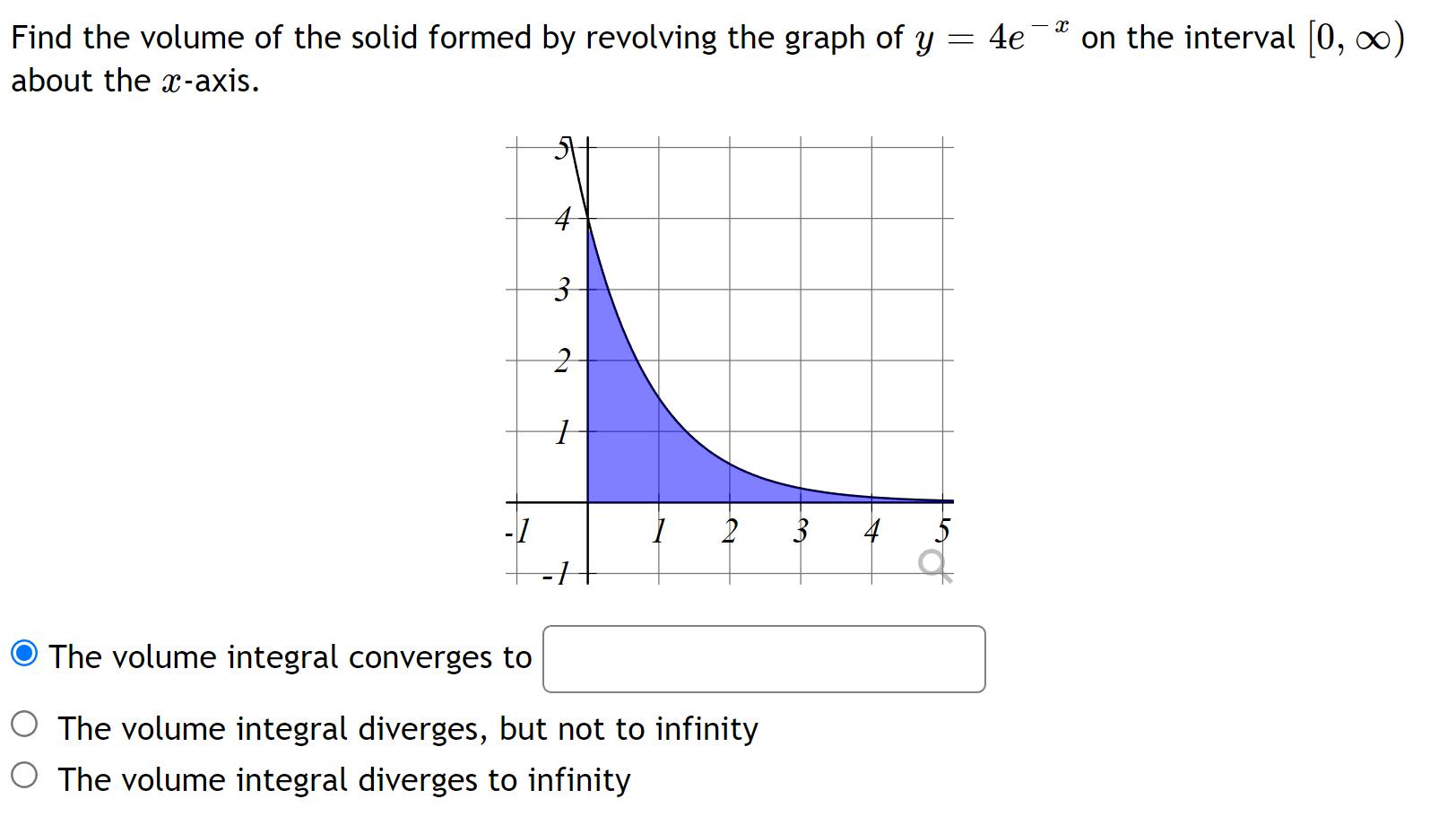 Solved = Find the volume of the solid formed by revolving | Chegg.com