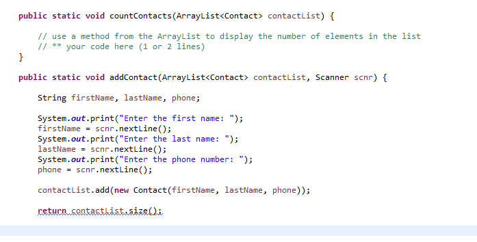 Solved public static void countContacts(ArrayList | Chegg.com Solved public static void countContacts(ArrayList | Chegg.com