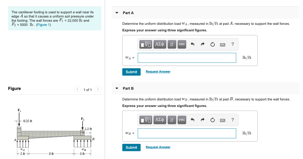 Solved The cantilever footing is used to support a wall near | Chegg.com