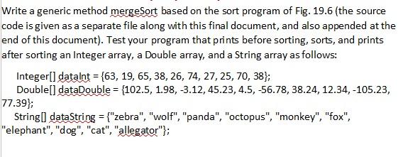 Solved // Fig. 19.6: MergeSortTest.java // Sorting an array | Chegg.com