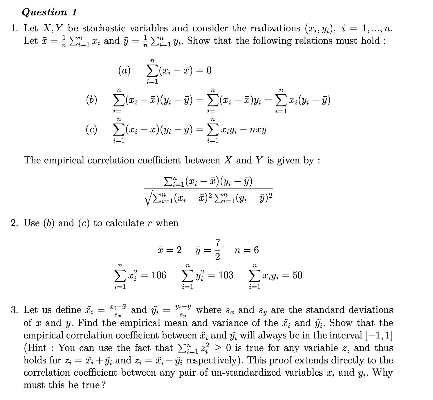 Solved Question 1Let x,Y ﻿be stochastic variables and | Chegg.com
