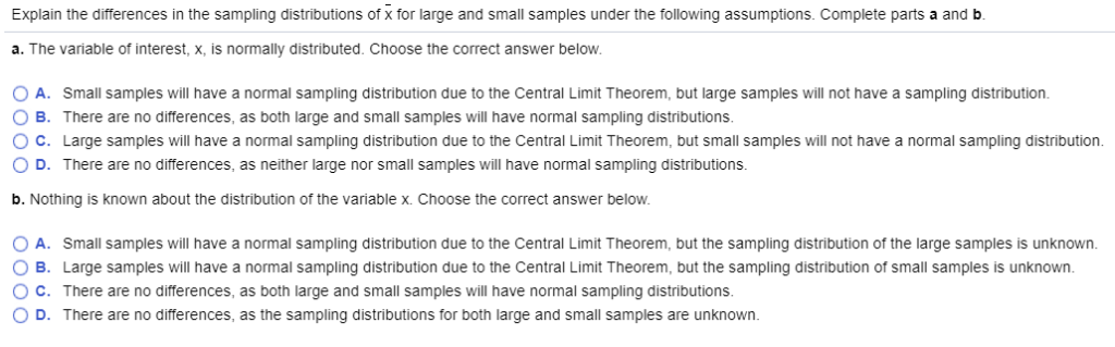 Solved Explain the differences in the sampling distributions | Chegg.com