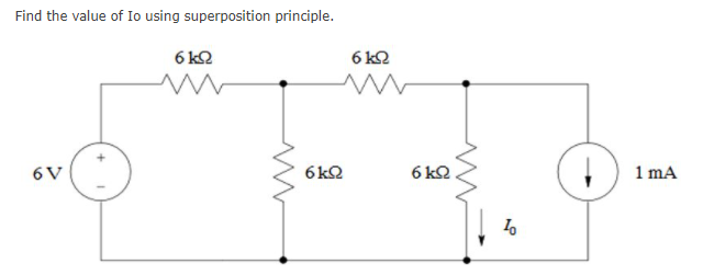 Solved Find the value of Io using superposition principle. | Chegg.com