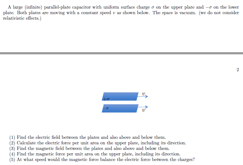 Solved A large infinite) parallel-plate capacitor with | Chegg.com