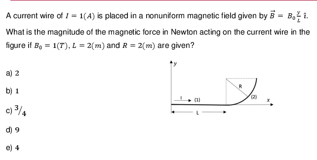 Solved A current wire of I=1(A) is placed in a nonuniform | Chegg.com