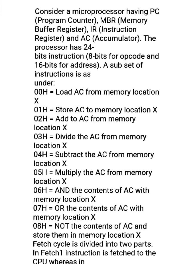 Solved Consider a microprocessor having PC (Program | Chegg.com