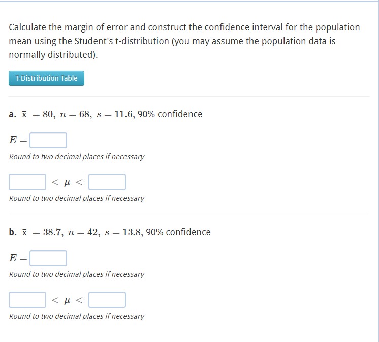 Solved Calculate the margin of error and construct the | Chegg.com