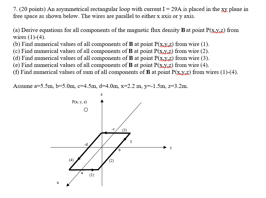 Solved 7. (20 points) An asymmetrical rectangular loop with | Chegg.com