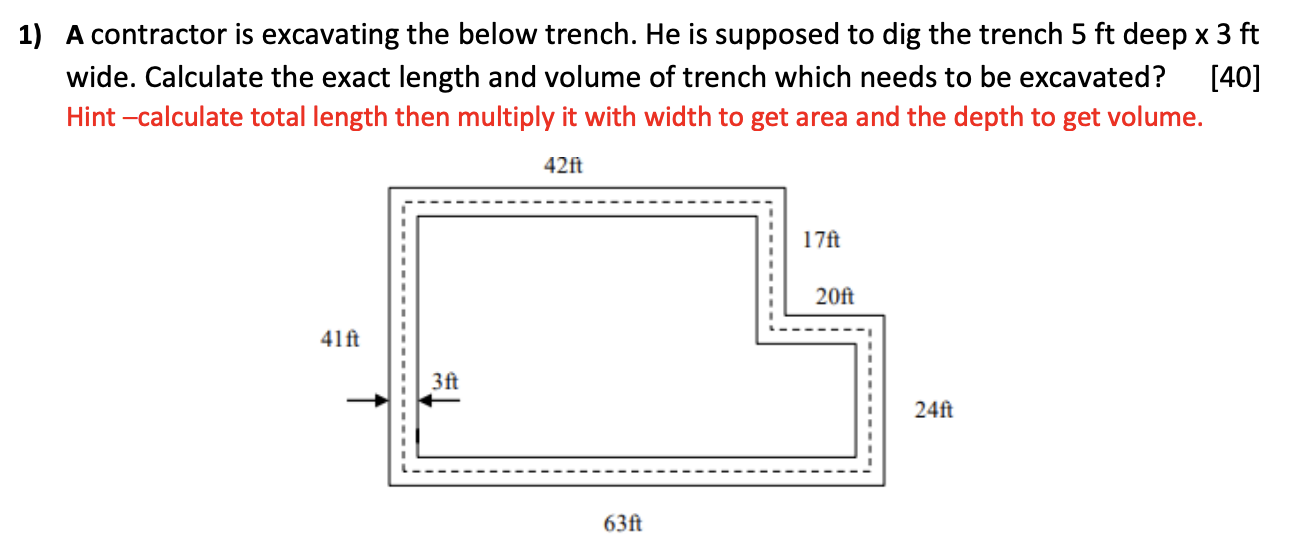 Solved 1) A contractor is excavating the below trench. He is | Chegg.com