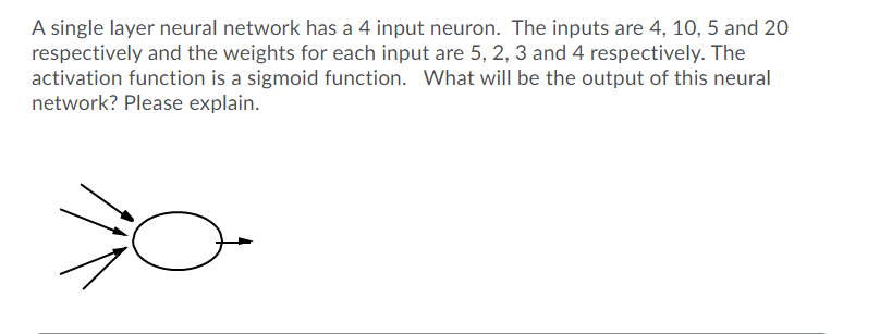Solved A single layer neural network has a 4 input neuron. | Chegg.com