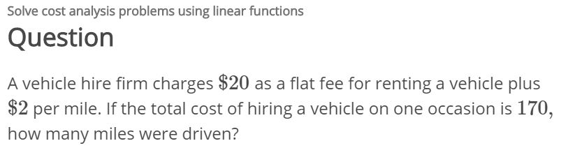 Solved Solve cost analysis problems using linear functions | Chegg.com
