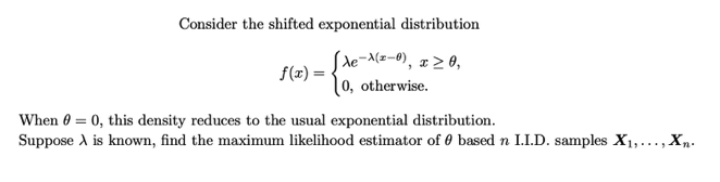 Consider the shifted exponential distribution | Chegg.com