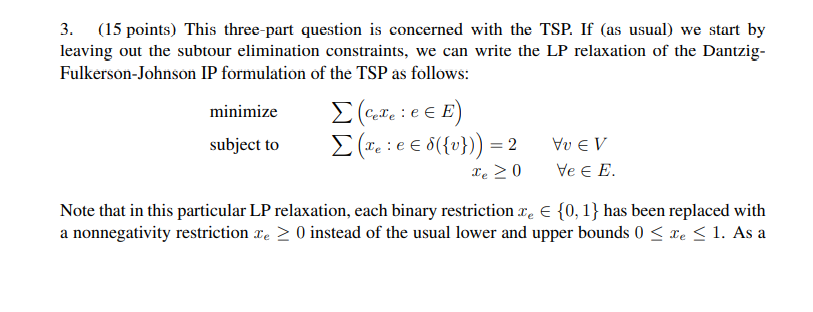 Solved 3. (15 points) This three-part question is concerned | Chegg.com