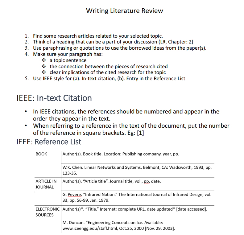 Solved Writing Literature Review 1. Find some research | Chegg.com