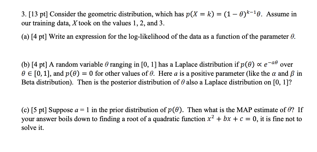 = 3. [13 pt] Consider the geometric distribution, | Chegg.com