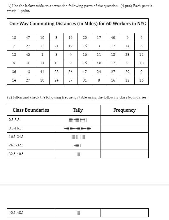 Solved 1.) Use the below table, to answer the following | Chegg.com