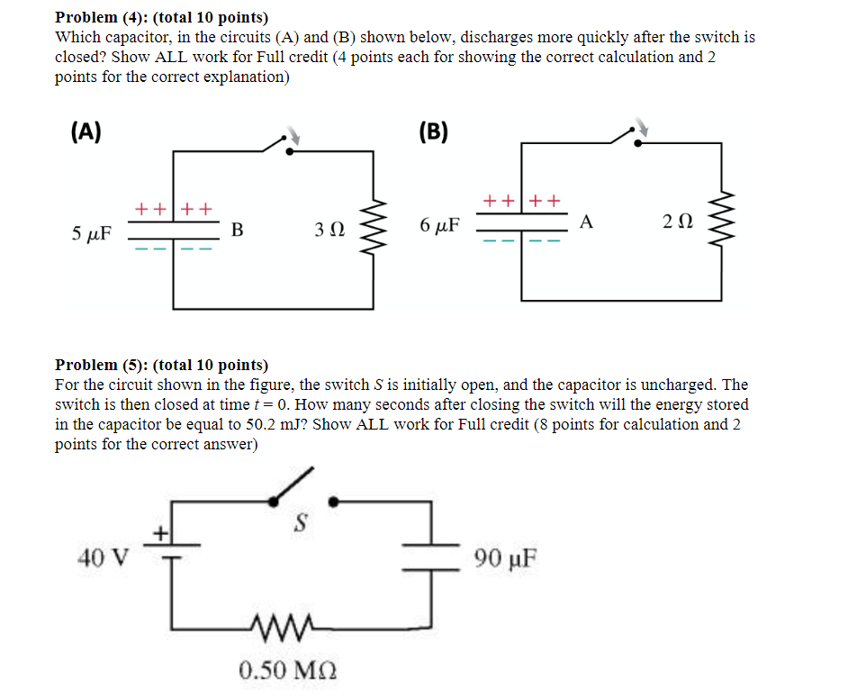 Solved Problem (4): (total 10 points) Which capacitor, in | Chegg.com