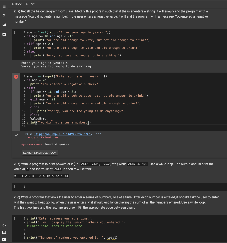 Solved 2. a) Recall the below program from class. Modify | Chegg.com Solved 2. a) Recall the below program from class. Modify | Chegg.com