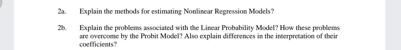Solved 2a Explain The Methods For Estimating Nonlinear