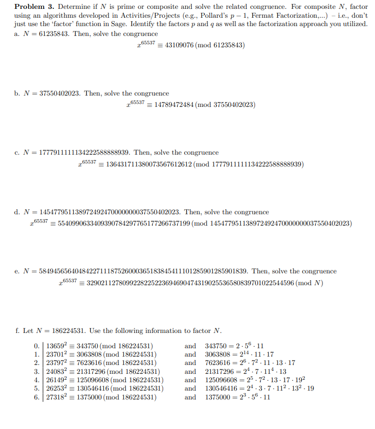 Solved Problem 3. Determine if N is prime or composite and | Chegg.com