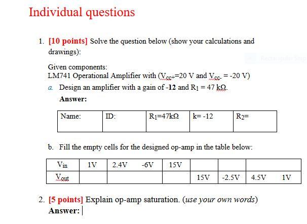 Solved Individual questions 1. [10 points] Solve the | Chegg.com