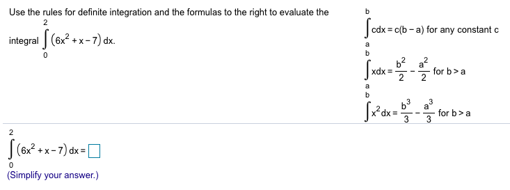 Definite Integration Rules