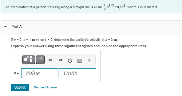 Solved The acceleration of a particle traveling along a | Chegg.com
