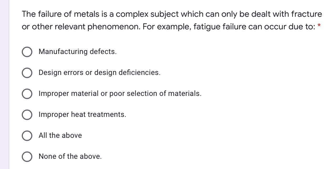 Solved The failure of metals is a complex subject which can | Chegg.com