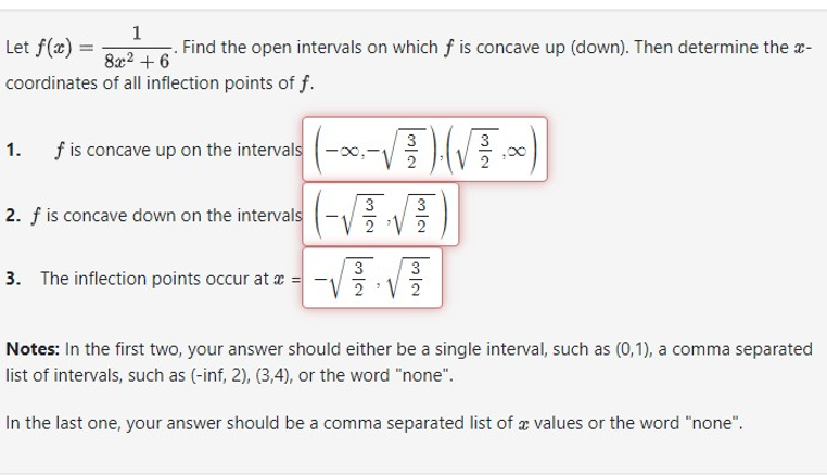 Solved Let f(x)=18x2+6. ﻿Find the open intervals on which f | Chegg.com