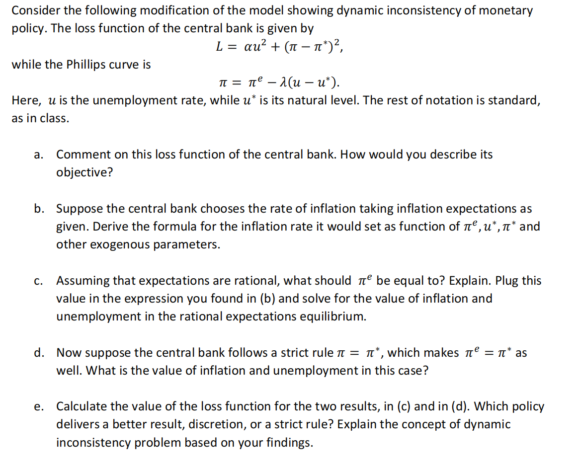 Solved Consider the following modification of the model | Chegg.com