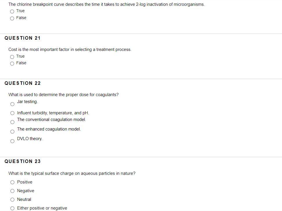 Solved The chlorine breakpoint curve describes the time it | Chegg.com