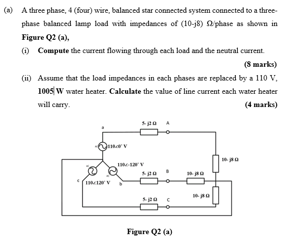 Solved (a) A three phase, 4 (four) wire, balanced star | Chegg.com