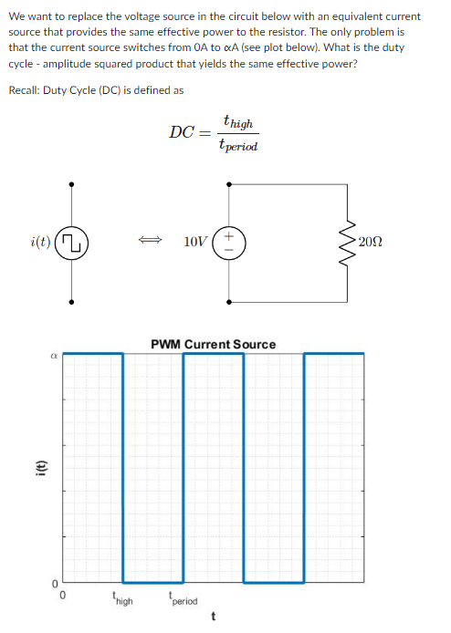 Solved We want to replace the voltage source in the circuit | Chegg.com