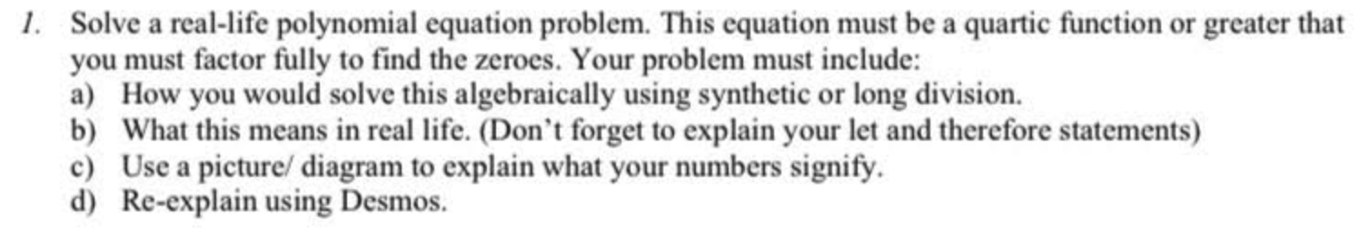 Solved 1. Solve a real-life polynomial equation problem. | Chegg.com