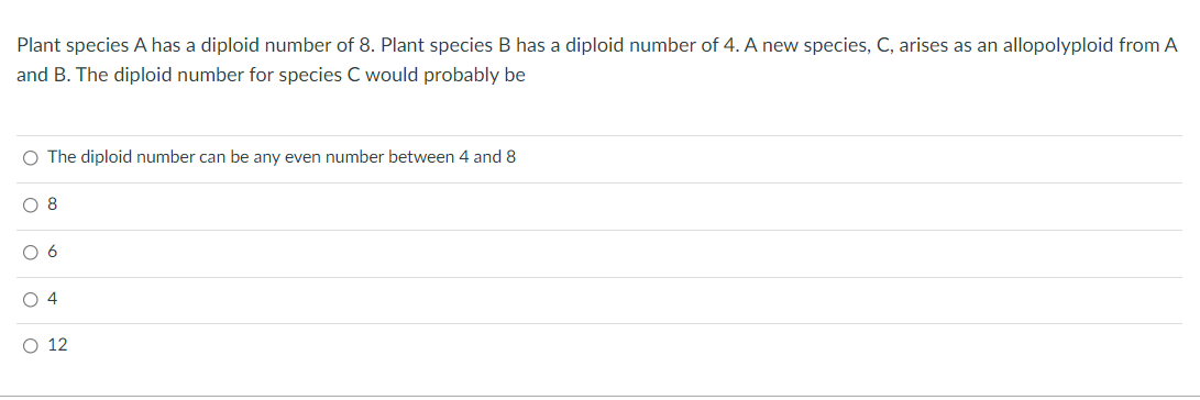 Solved Plant species A has a diploid number of 8. Plant | Chegg.com