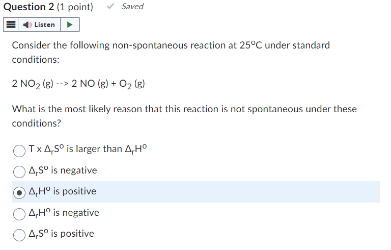 Solved Consider the following non-spontaneous reaction at | Chegg.com