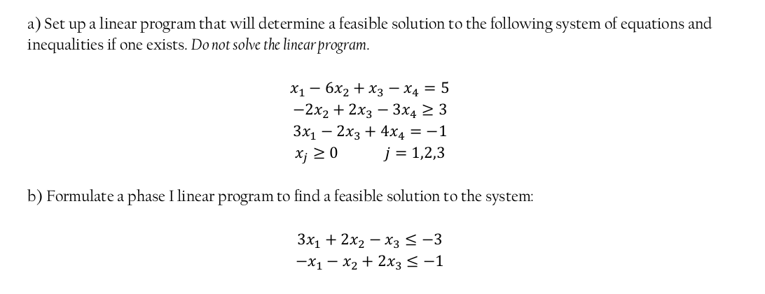 a) Set up a linear program that will determine a | Chegg.com