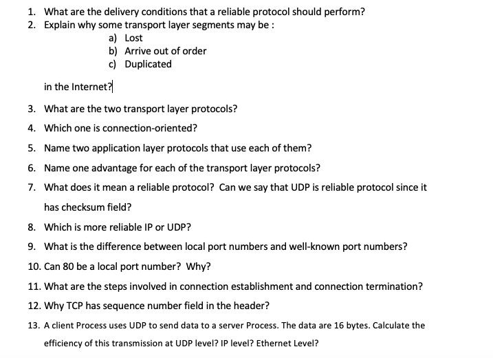 Solved 1. What are the delivery conditions that a reliable | Chegg.com