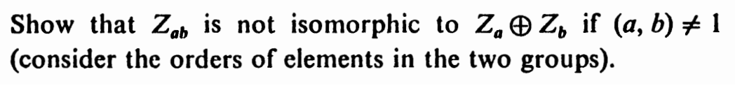 Solved Show that Zab is not isomorphic to Z, Zo if (a, b) + | Chegg.com