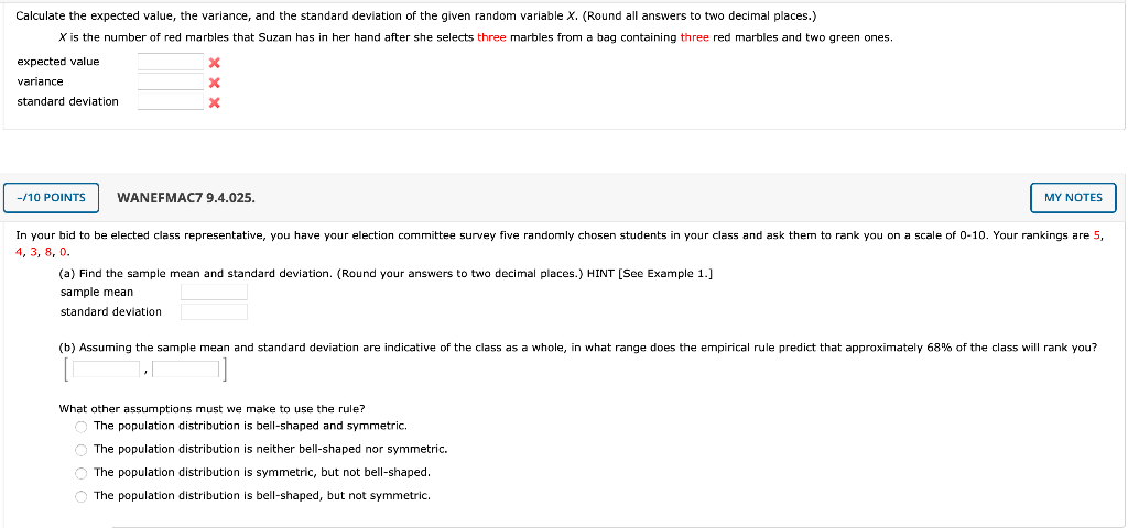 Solved Calculate the expected value, the variance, and the | Chegg.com