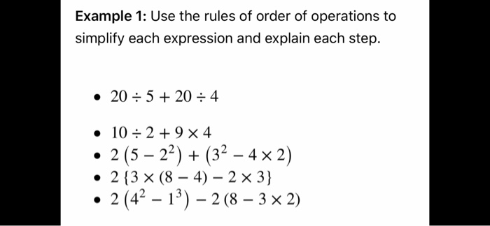 Solved Example 1: Use the rules of order of operations to | Chegg.com
