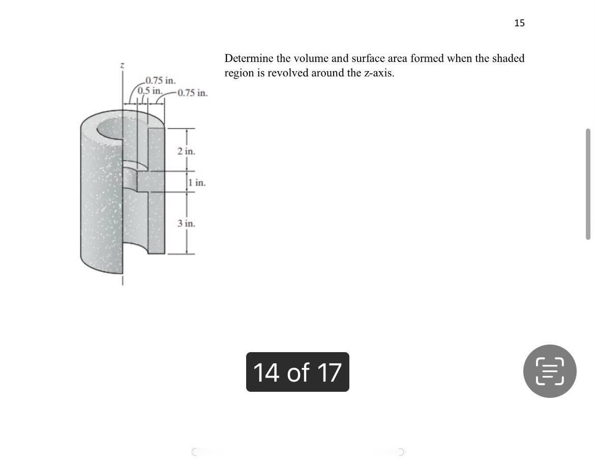 Solved Determine the volume and surface area formed when the | Chegg ...
