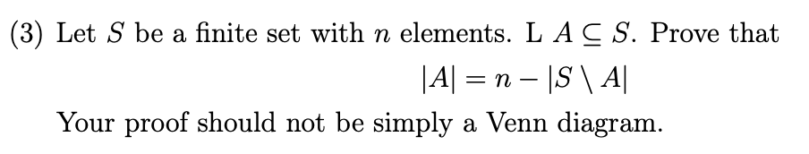 Solved 3) Let S Be A Finite Set With N Elements. L A⊆s. 