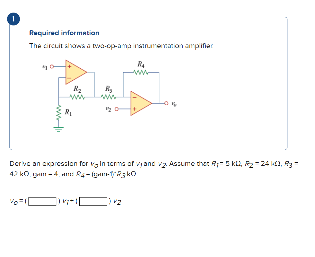 Solved Required informationThe circuit shows a two-op-amp | Chegg.com