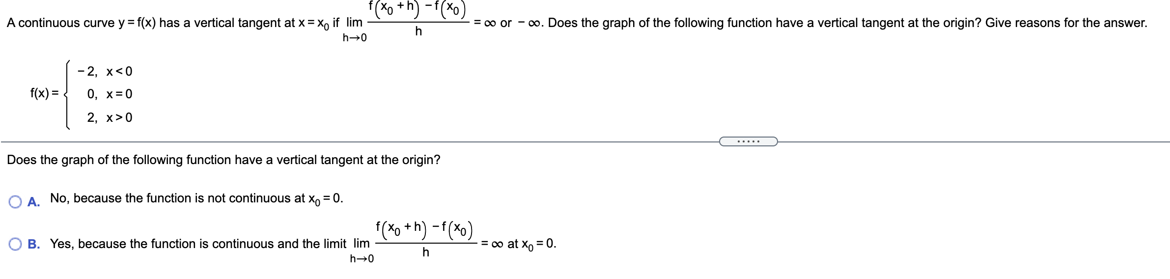 Solved f(xo + h) -f(x0) A continuous curve y=f(x) has a | Chegg.com