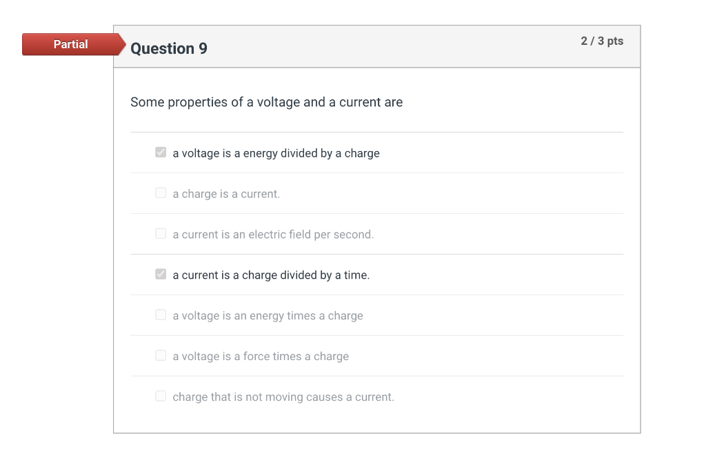 Solved Question 9 Some properties of a voltage and a current | Chegg.com