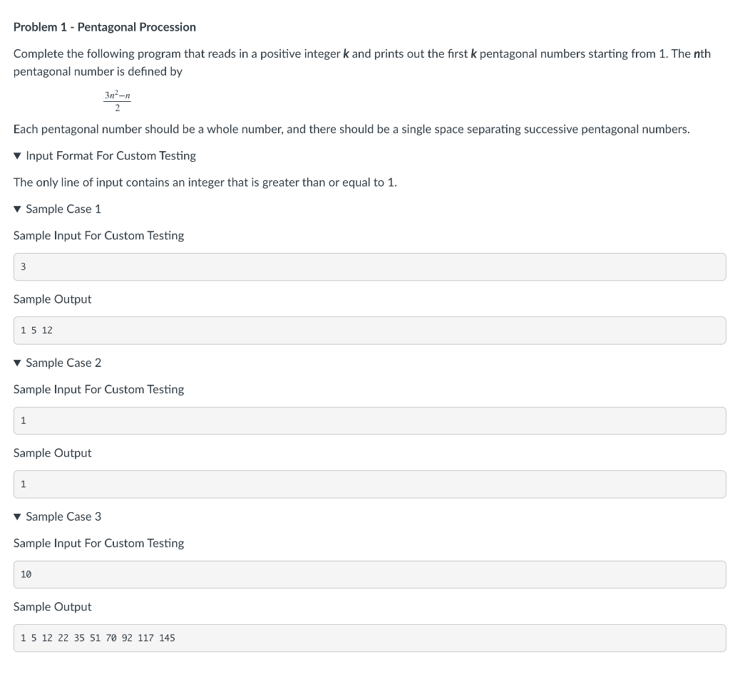 Solved Problem 1 - Pentagonal Procession Complete the | Chegg.com