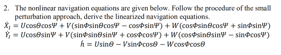 2. The nonlinear navigation equations are given | Chegg.com