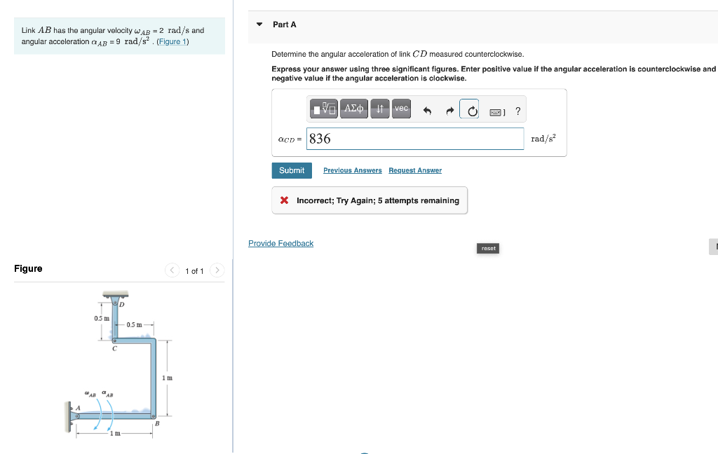 Solved Link Ab Has The Angular Velocity ωab 2rad S And